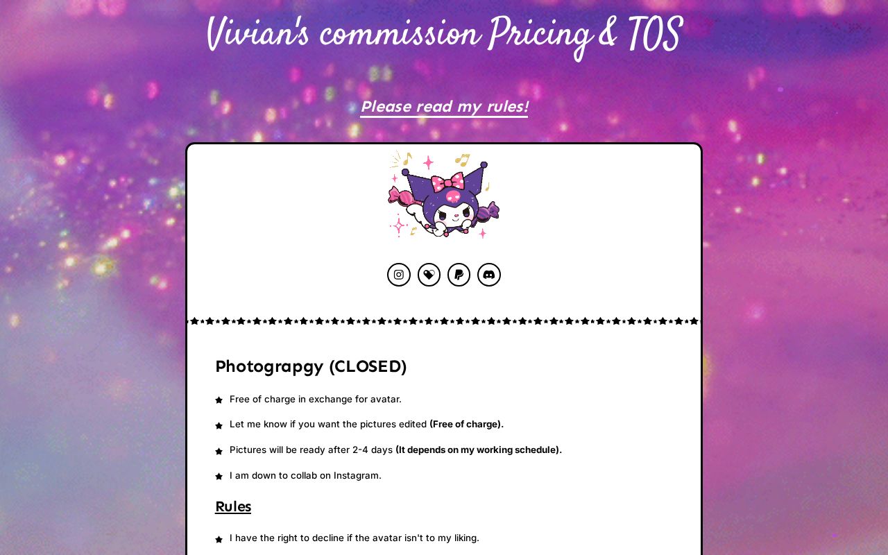 Vivianvx's Commission Pricing & TOS